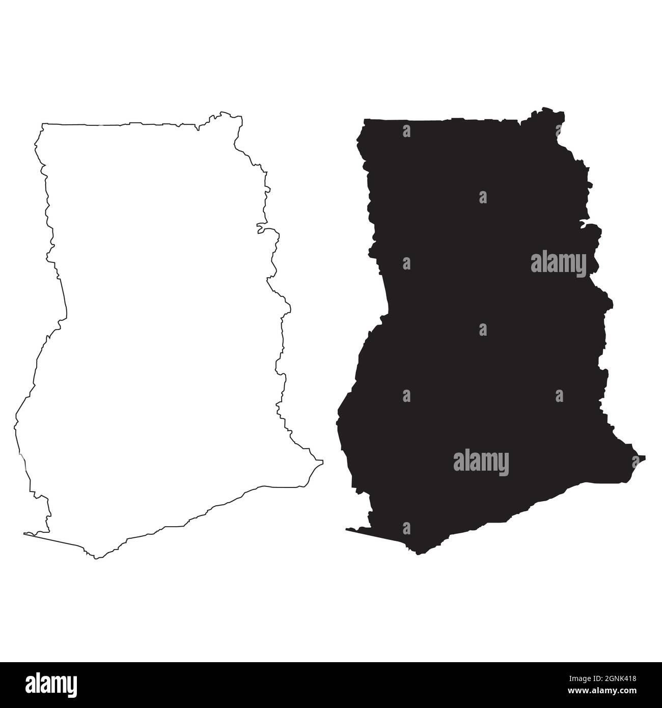 Map of Ghana on white background. Map of Ghana sign. outline map of ...