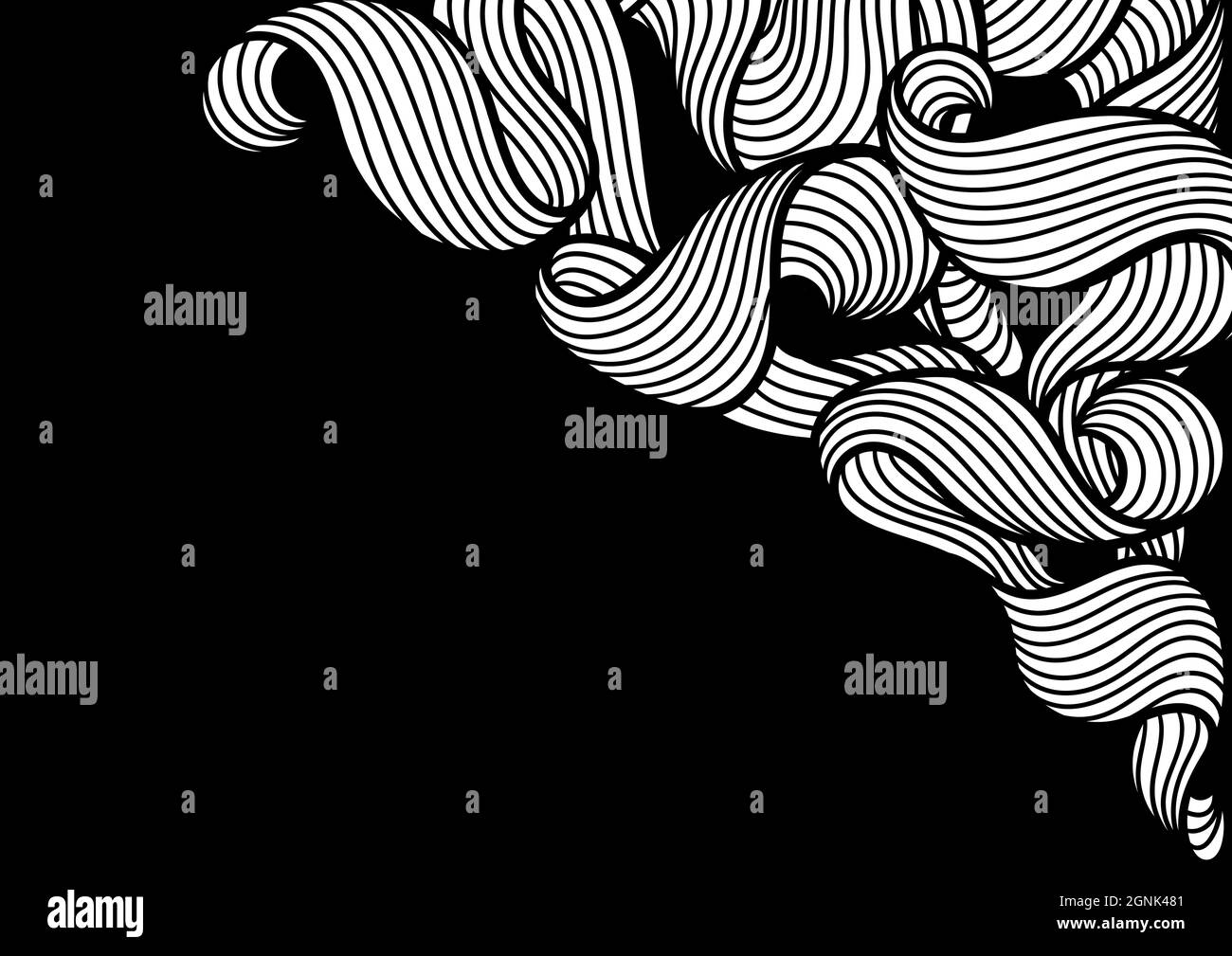 Background with wave line curls. Monochrome stripes black and white ...