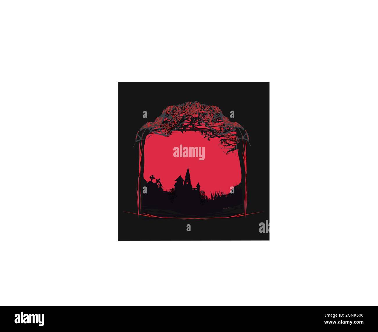 Halloween night frame with scary haunted castle Stock Vector Image ...