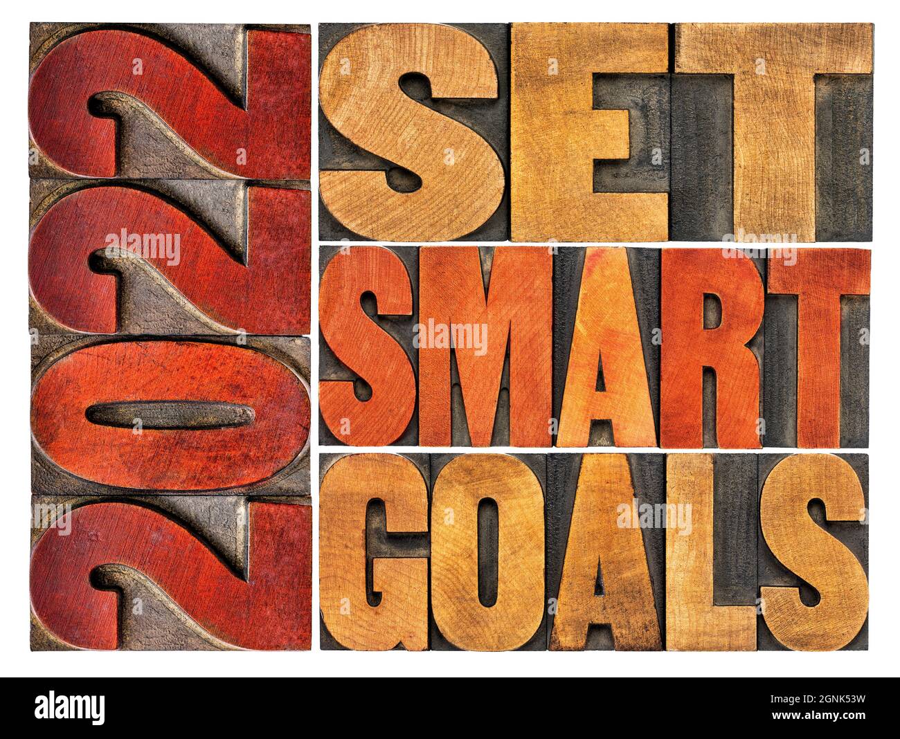 2022 set smart goals concept - isolated word abstract in vintage ...