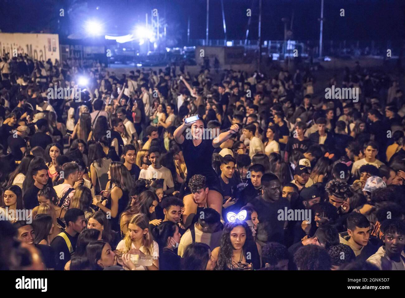 Barcelona, Spain. 26th Sep, 2021. Crowd of people is seen in Bogatell ...