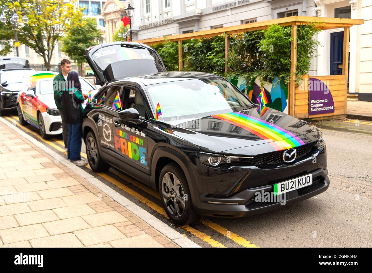 black Mazda car with pride rainbow graphics at Birmingham Pride ...