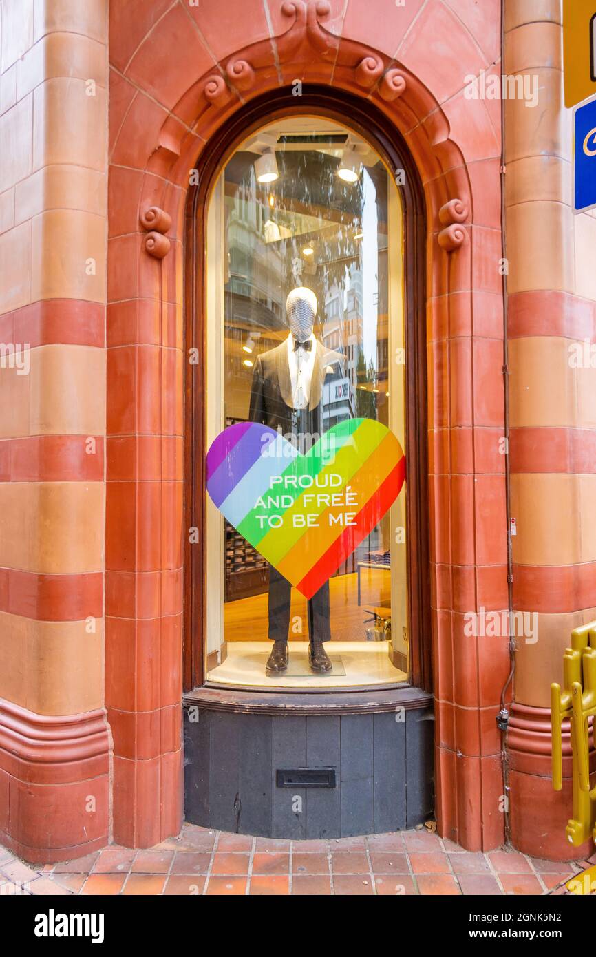 rainbow heart and mannequin shop window display at Birmingham Pride ...