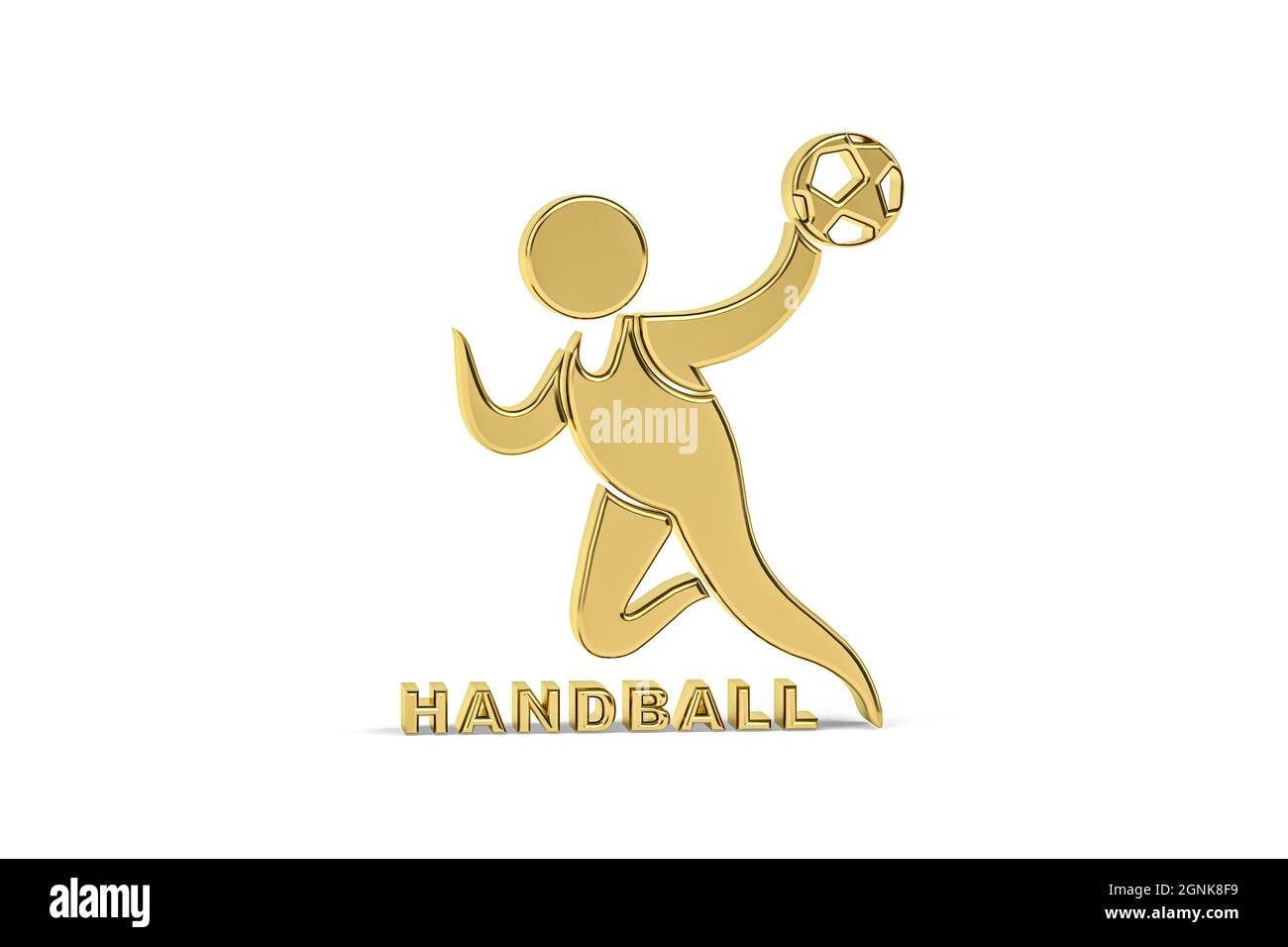 Golden 3d handball icon isolated on white background - 3D render Stock ...