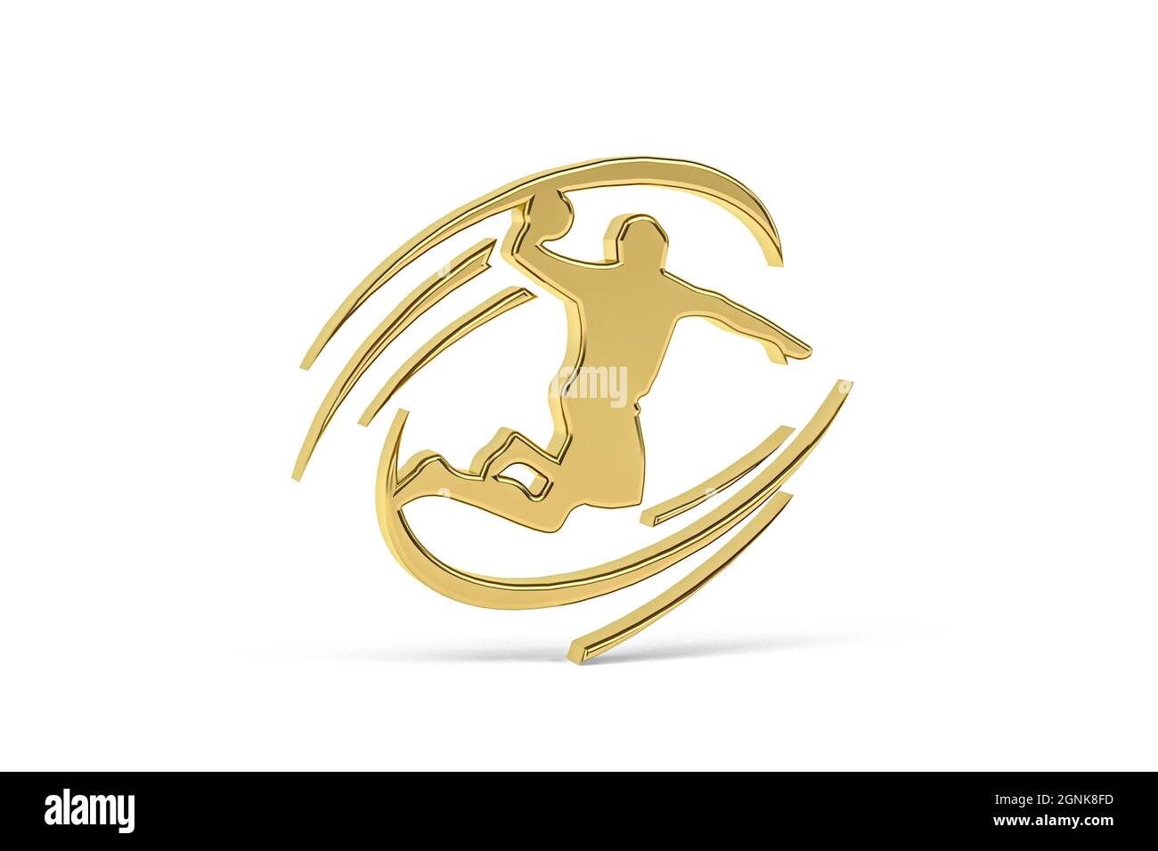 Golden 3d handball icon isolated on white background - 3D render Stock ...