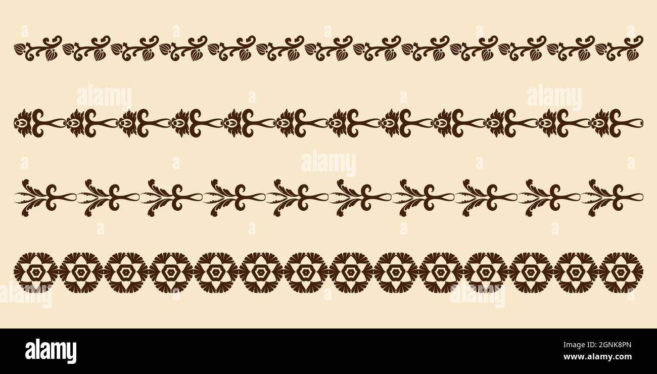 Vector set of ornaments borders in vintage style. Patterned lace frames ...