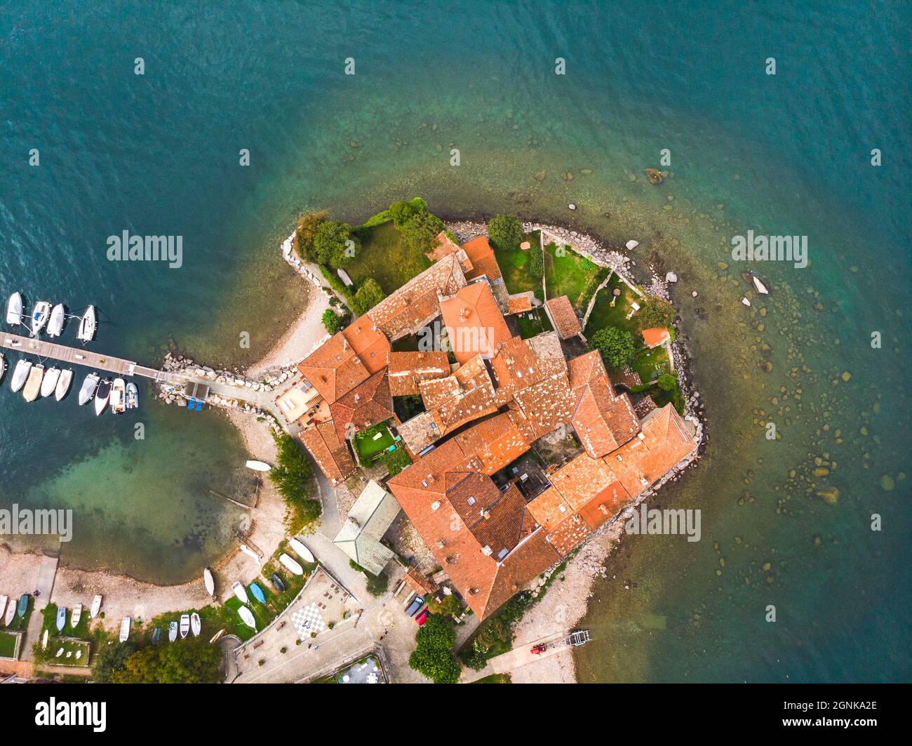 View from above of the Castle in the ancient village, Lierna, Lake Como ...