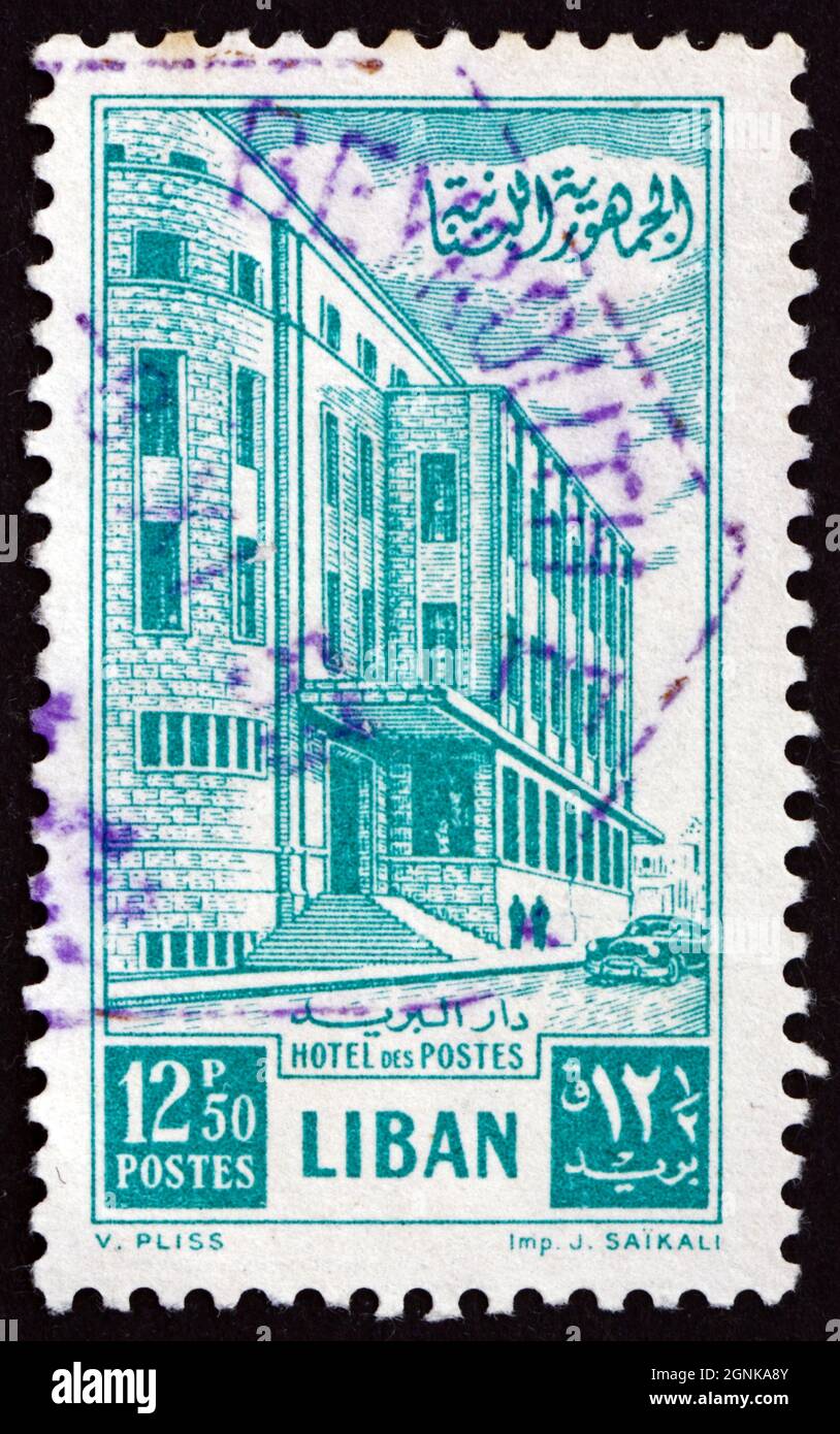LEBANON - CIRCA 1953: a stamp printed in Lebanon shows Postal ...