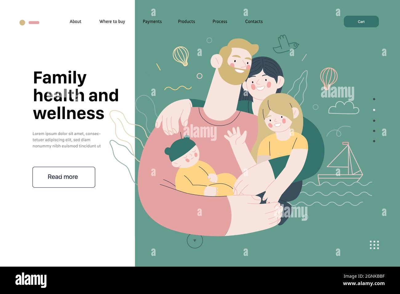 Family health and wellness - medical insurance web template - modern ...