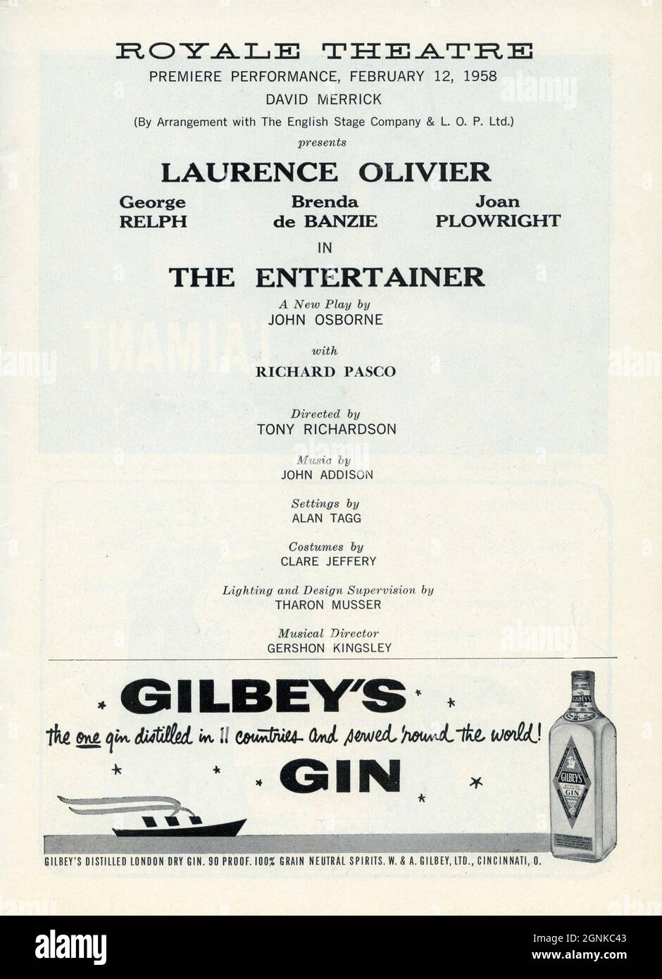Inside Title Page of the Programme for the US Premiere Performance on ...