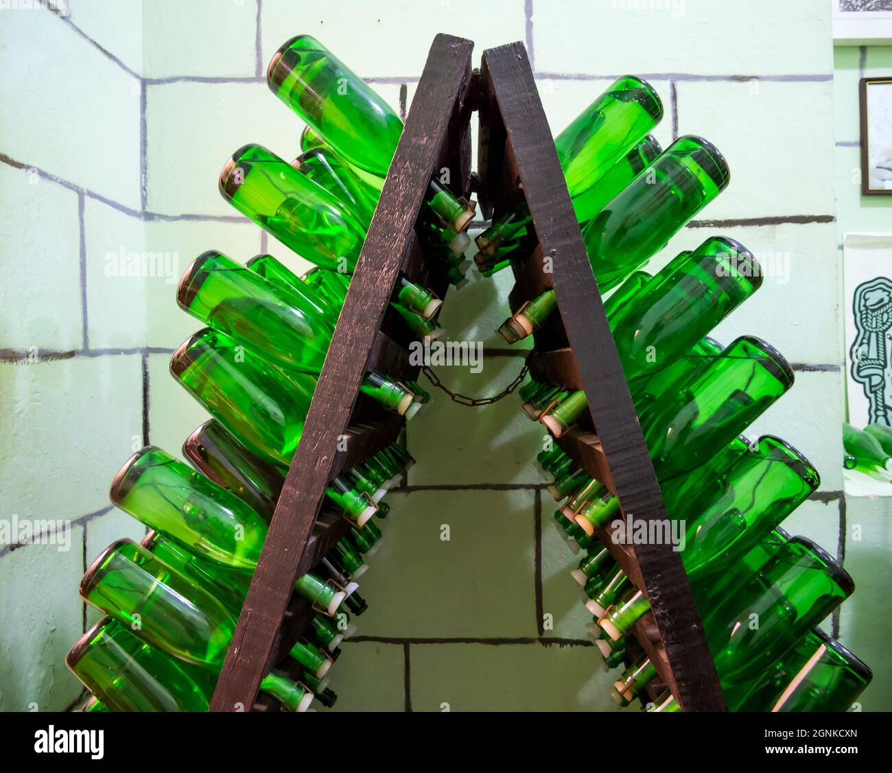 Rack for champagne remuage Stock Photo - Alamy