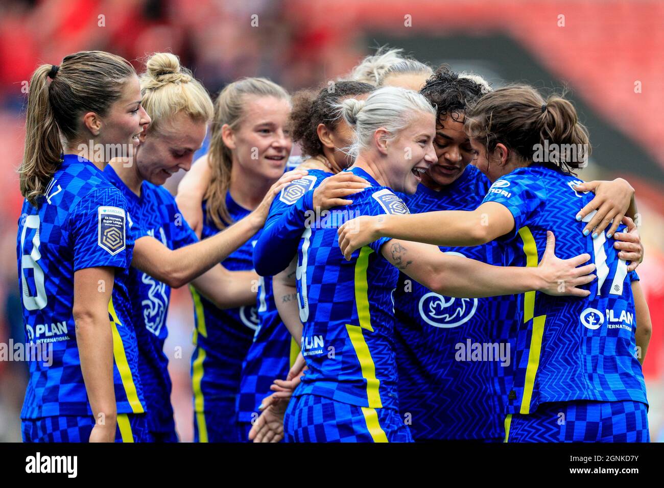 Jessie Fleming (17) of Chelsea F.C Women celebrates her goal with team ...