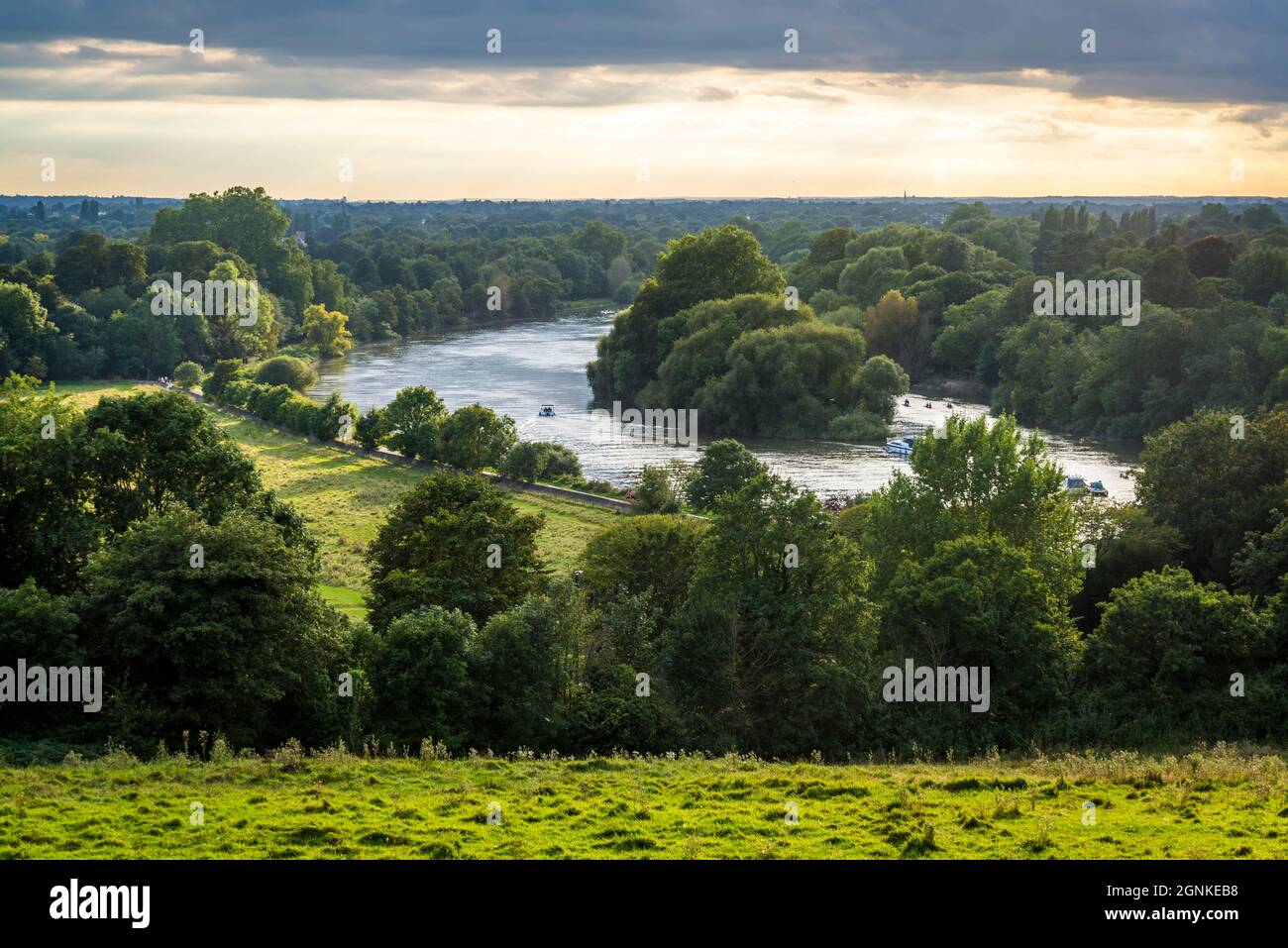 Idyllic view of the Thames river from Richmond Hill, Richmond-upon ...
