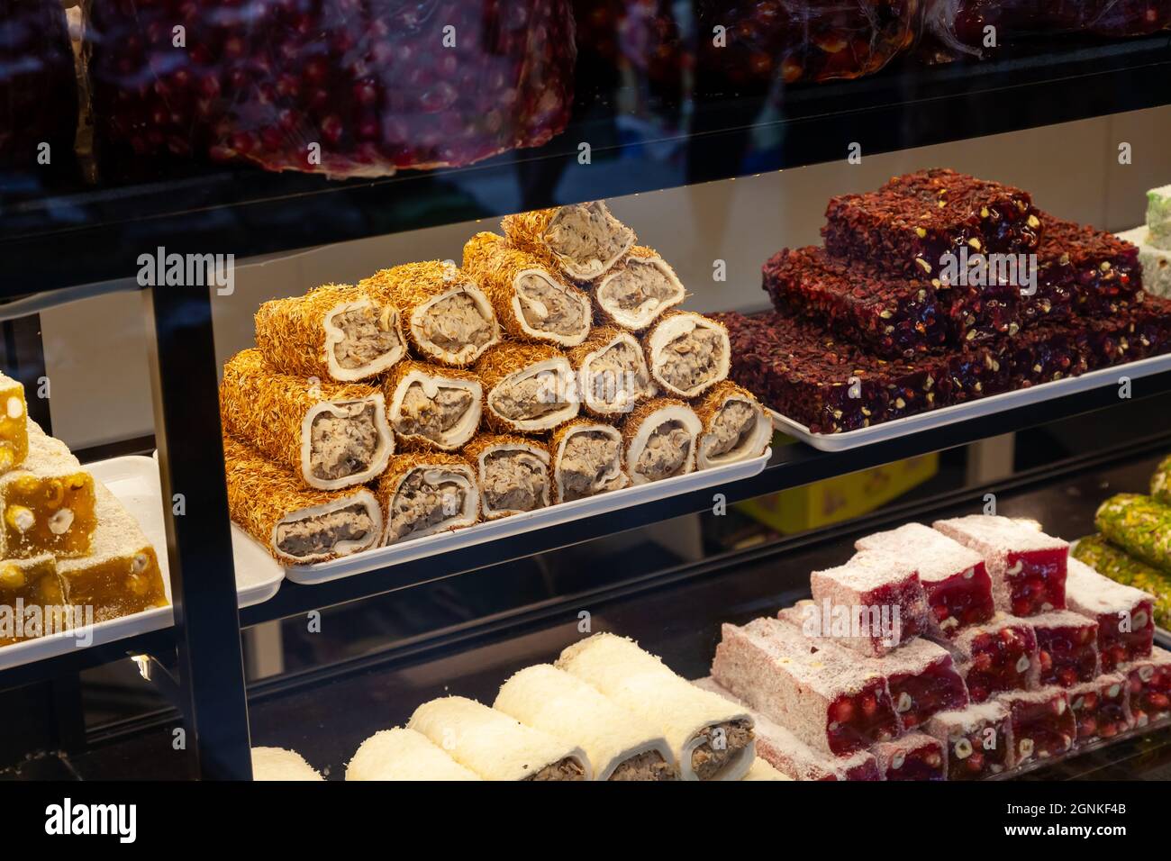 In front of store selling Turkish delight, various locum, arranged like ...