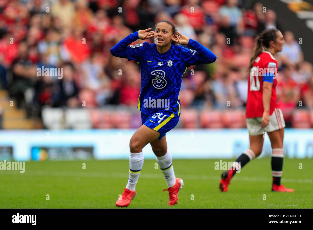 Drew Spence (24) of Chelsea F.C Women celebrates her goal and makes the ...