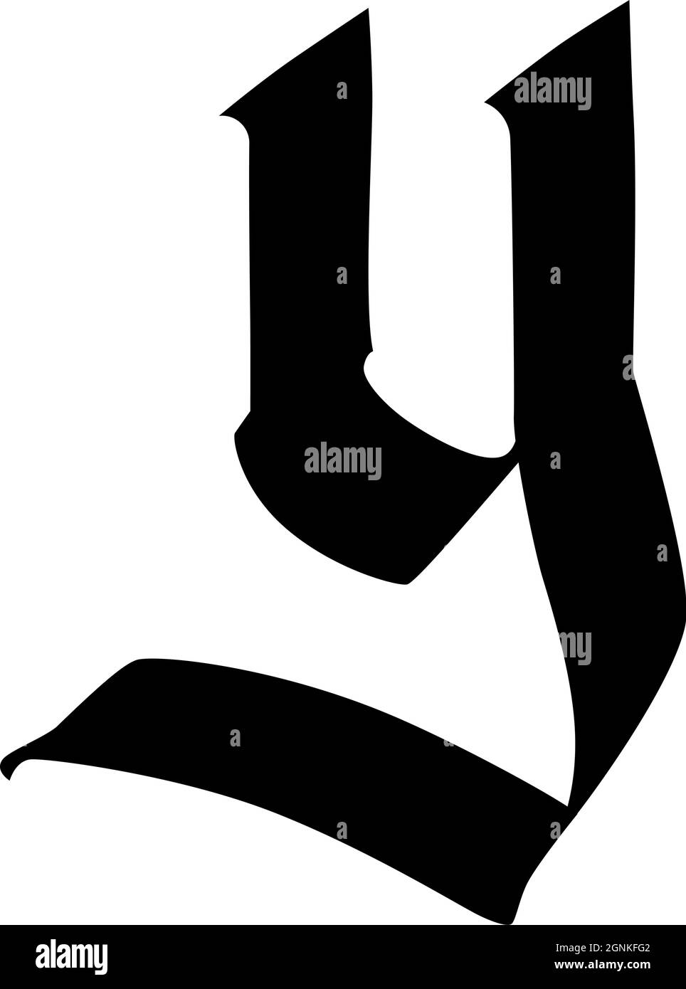 The letter y in the Gothic style. Vector. Alphabet. The symbol is ...