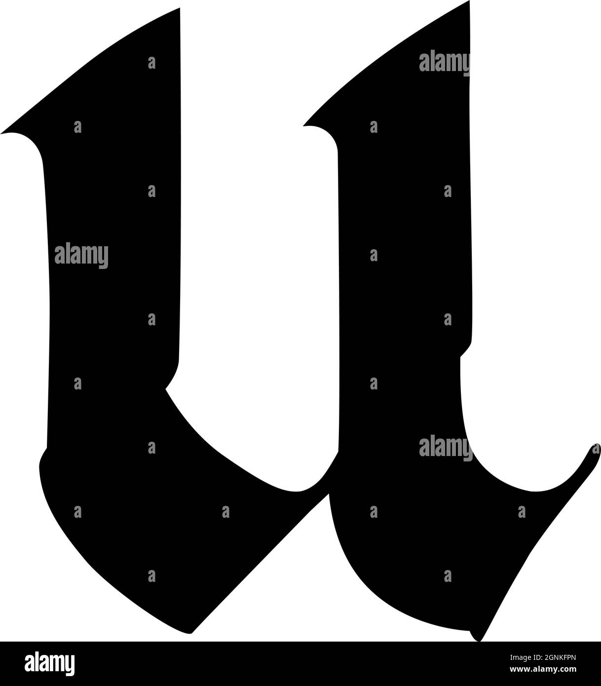 The letter u in the Gothic style. Vector. Alphabet. The symbol is ...
