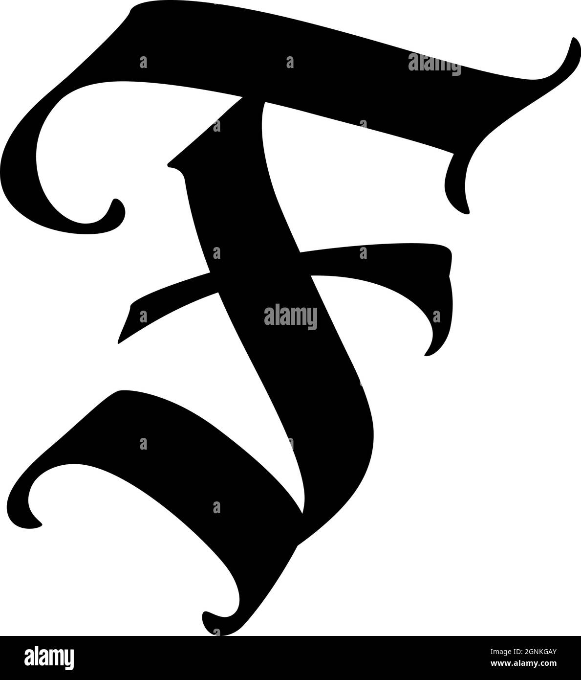 Letter F in the Gothic style. Vector. Alphabet. The symbol is isolated ...