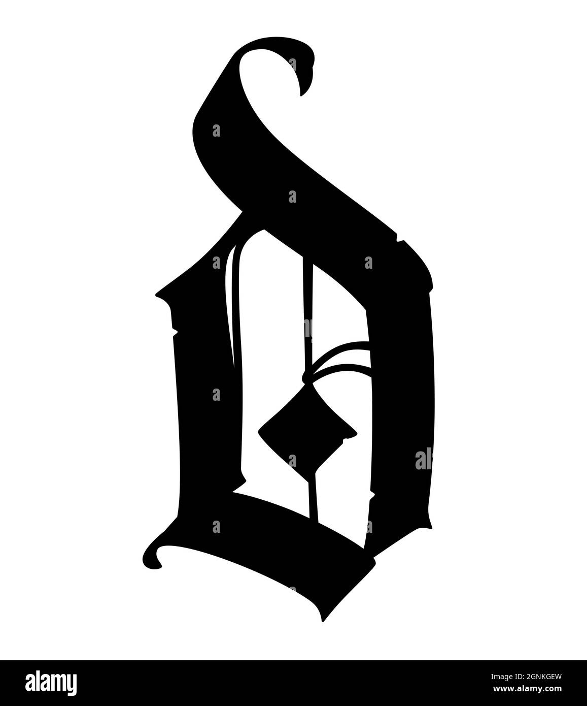Letter D in the Gothic style. Vector. Alphabet. The symbol is isolated ...