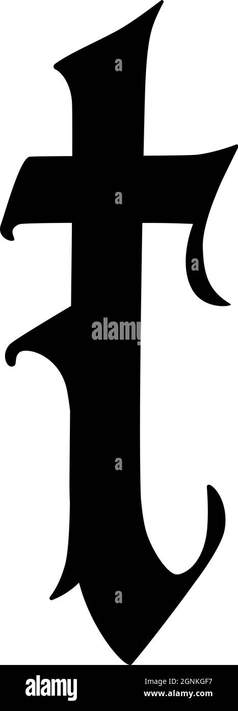 Letter T in the Gothic style. Vector. Alphabet. The symbol is isolated ...