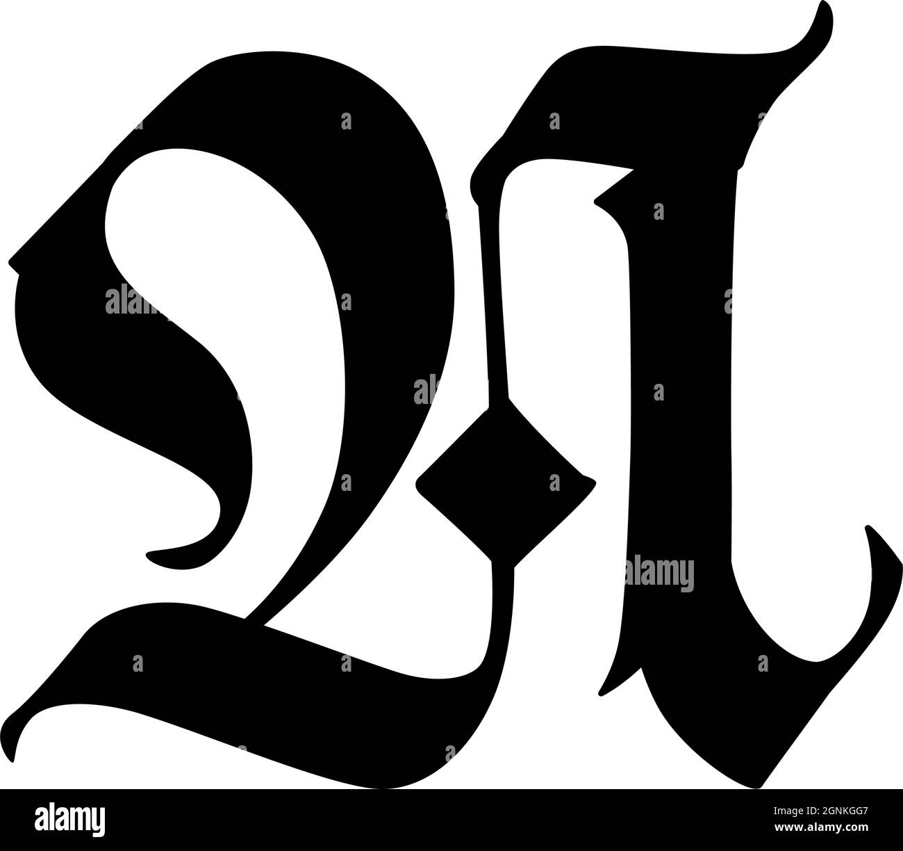 Letter N in the Gothic style. Vector. Alphabet. The symbol is isolated ...