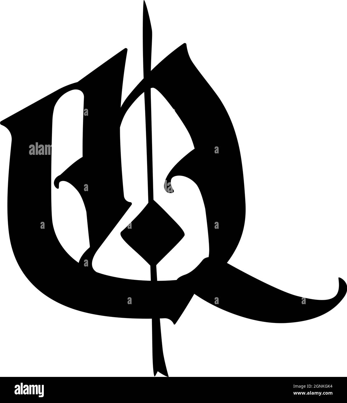 Letter Q in the Gothic style. Vector. Alphabet. The symbol is isolated ...