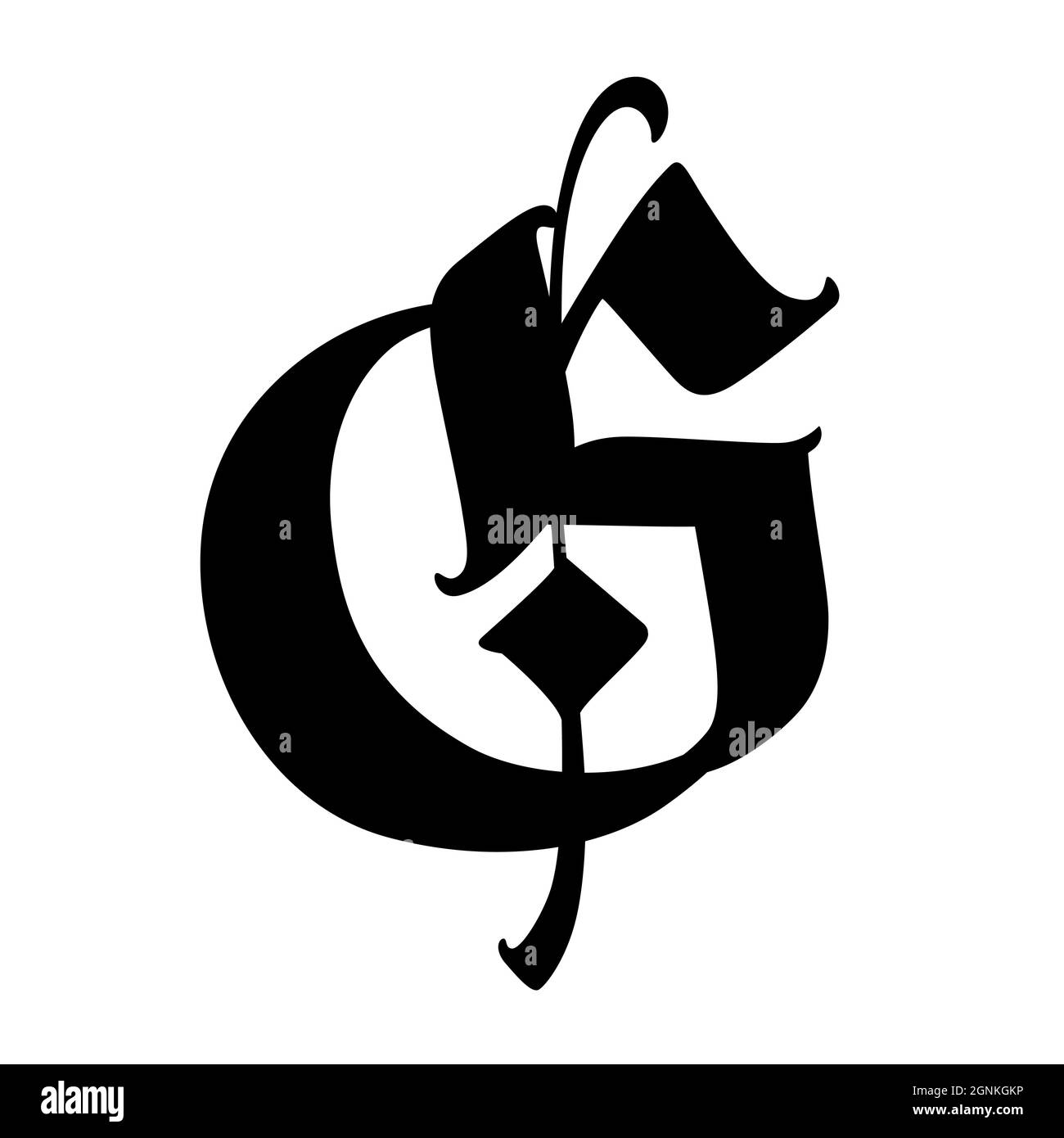 Letter G in the Gothic style. Vector. Alphabet. The symbol is isolated ...