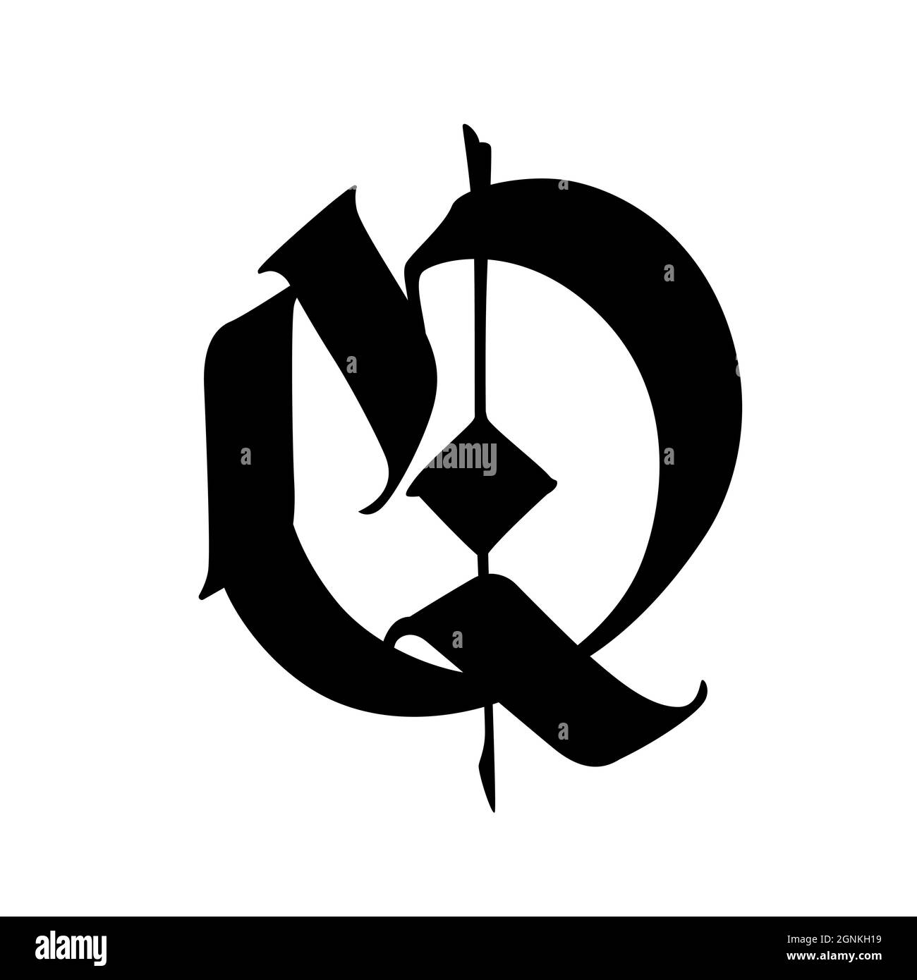 Letter Q in the Gothic style. Vector. Alphabet. The symbol is isolated ...
