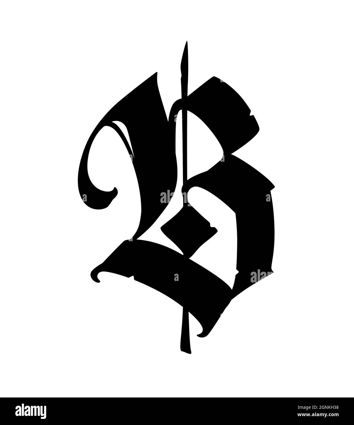 Letter B in the Gothic style. Vector. Alphabet. The symbol is isolated ...