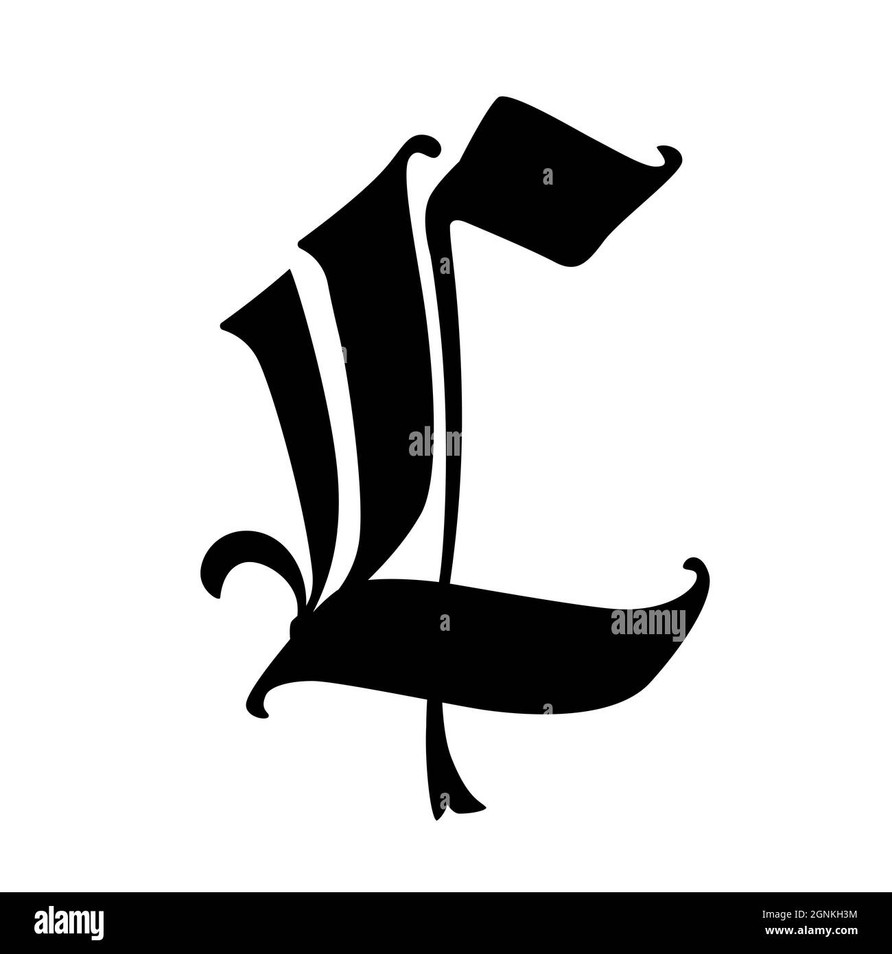 Letter L in the Gothic style. Vector. Alphabet. The symbol is isolated ...