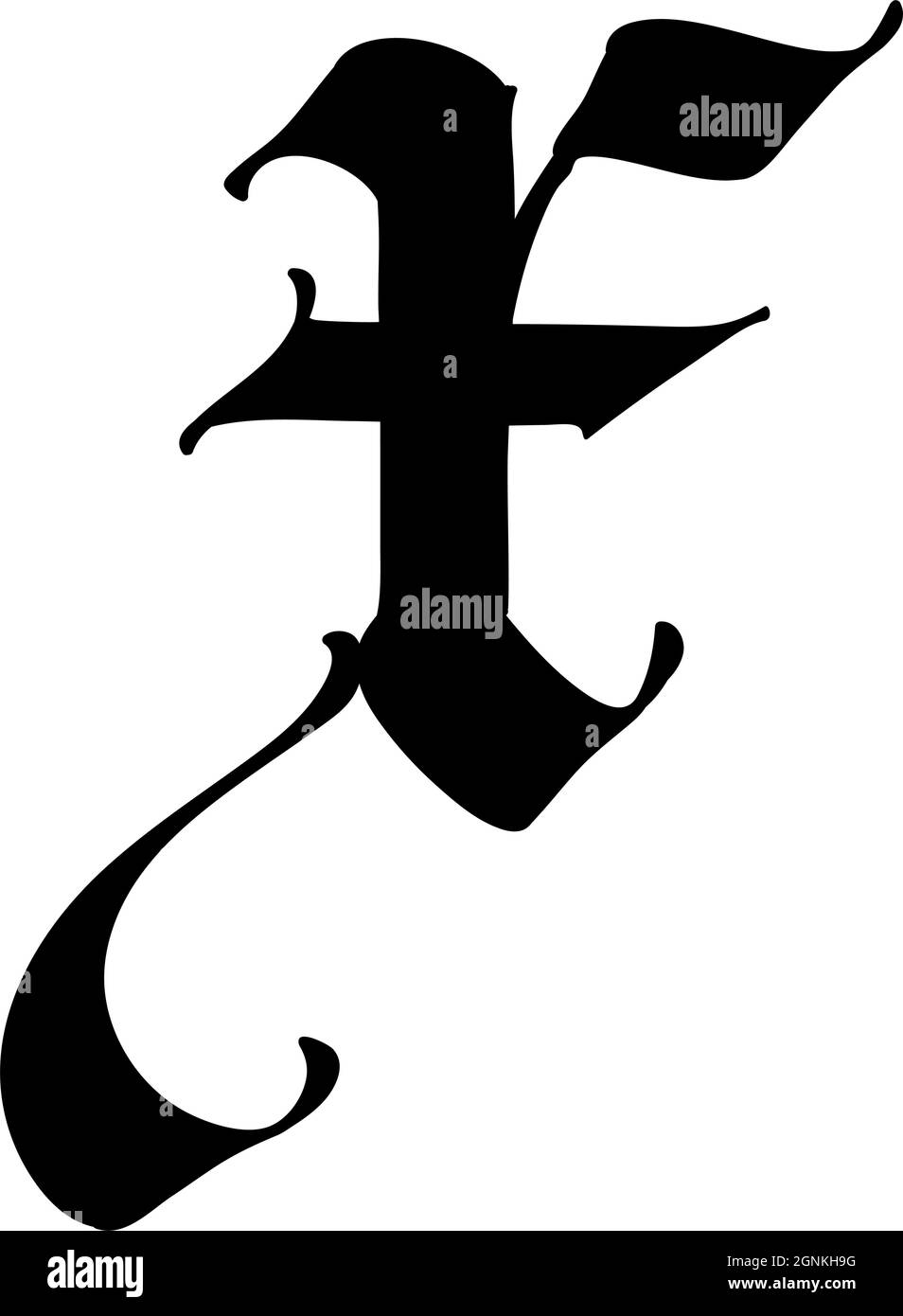 Letter X in the Gothic style. Vector. Alphabet. The symbol is isolated ...