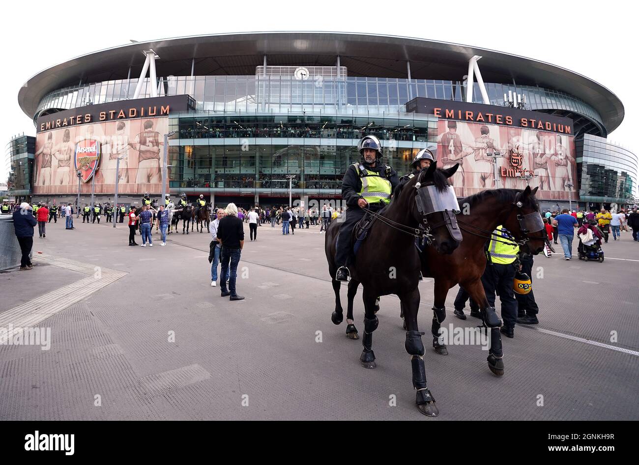 Mounted police presence outside the ground ahead of the Premier League ...