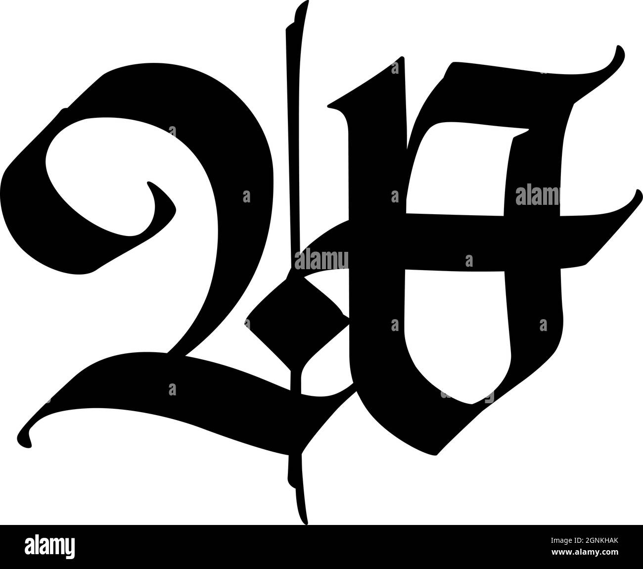 Letter W in the Gothic style. Vector. Alphabet. The symbol is isolated ...