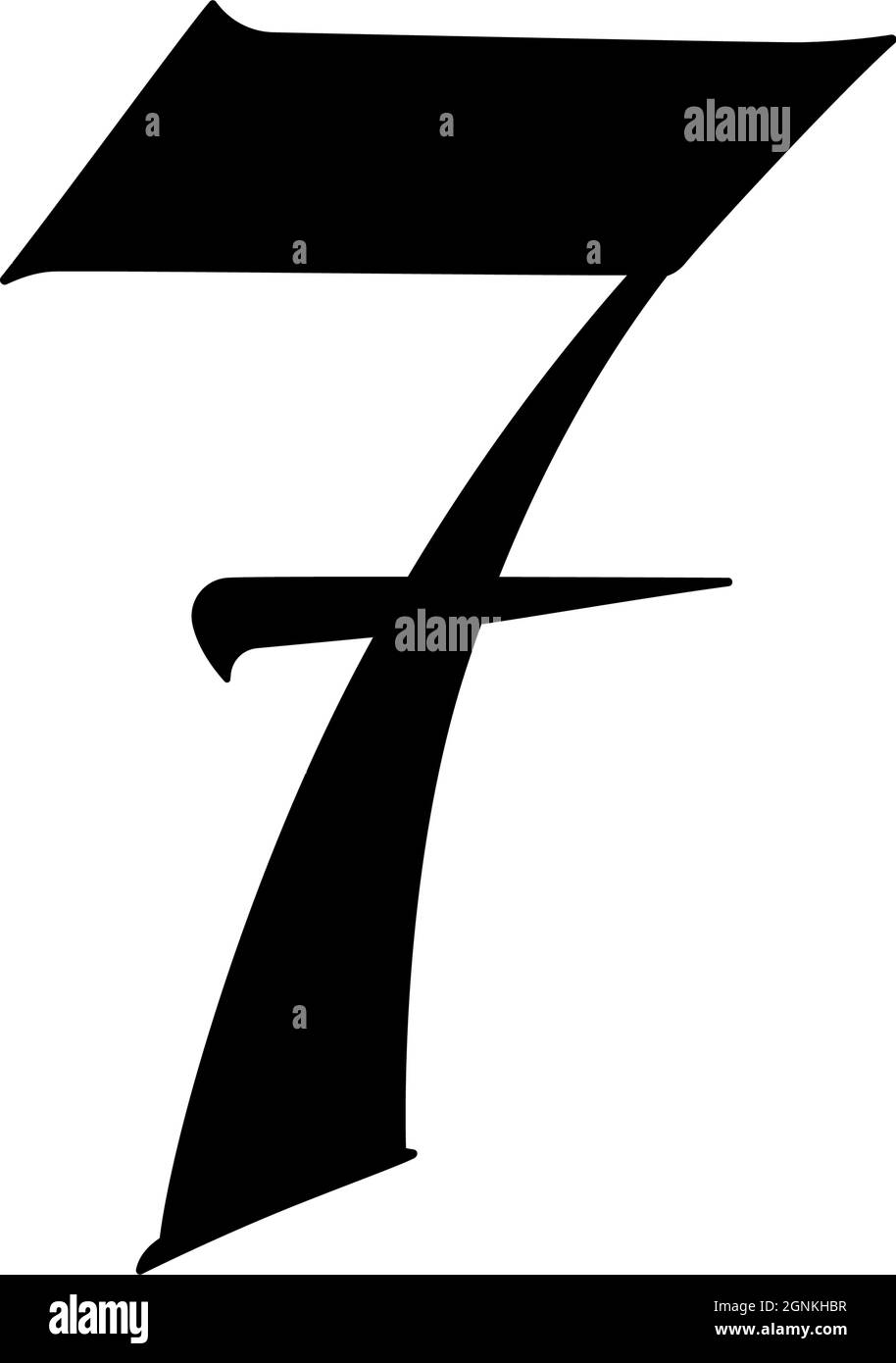 Number 7 in the Gothic style. Vector. The symbol is isolated on a white ...