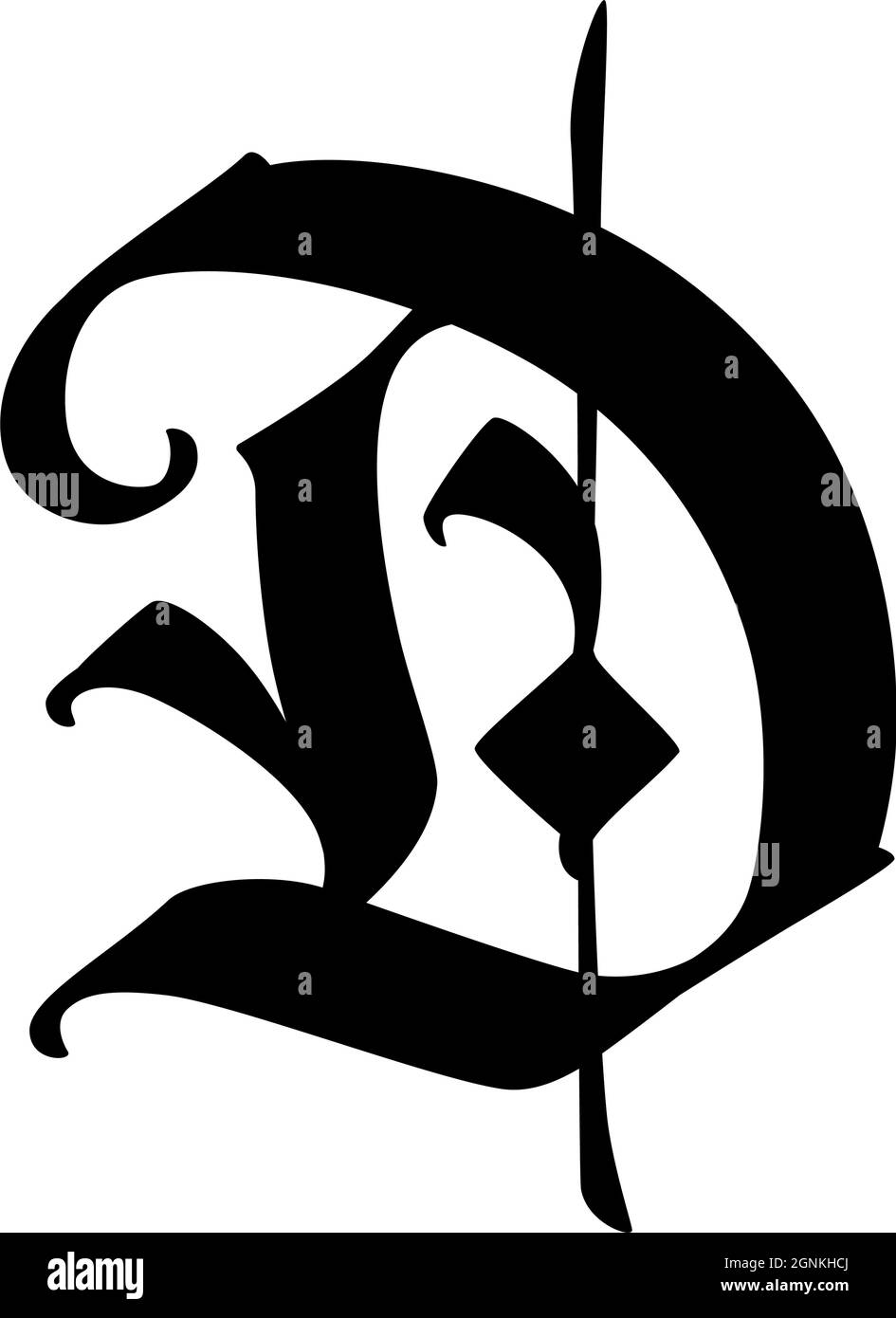 Letter D in the Gothic style. Vector. Alphabet. The symbol is isolated ...
