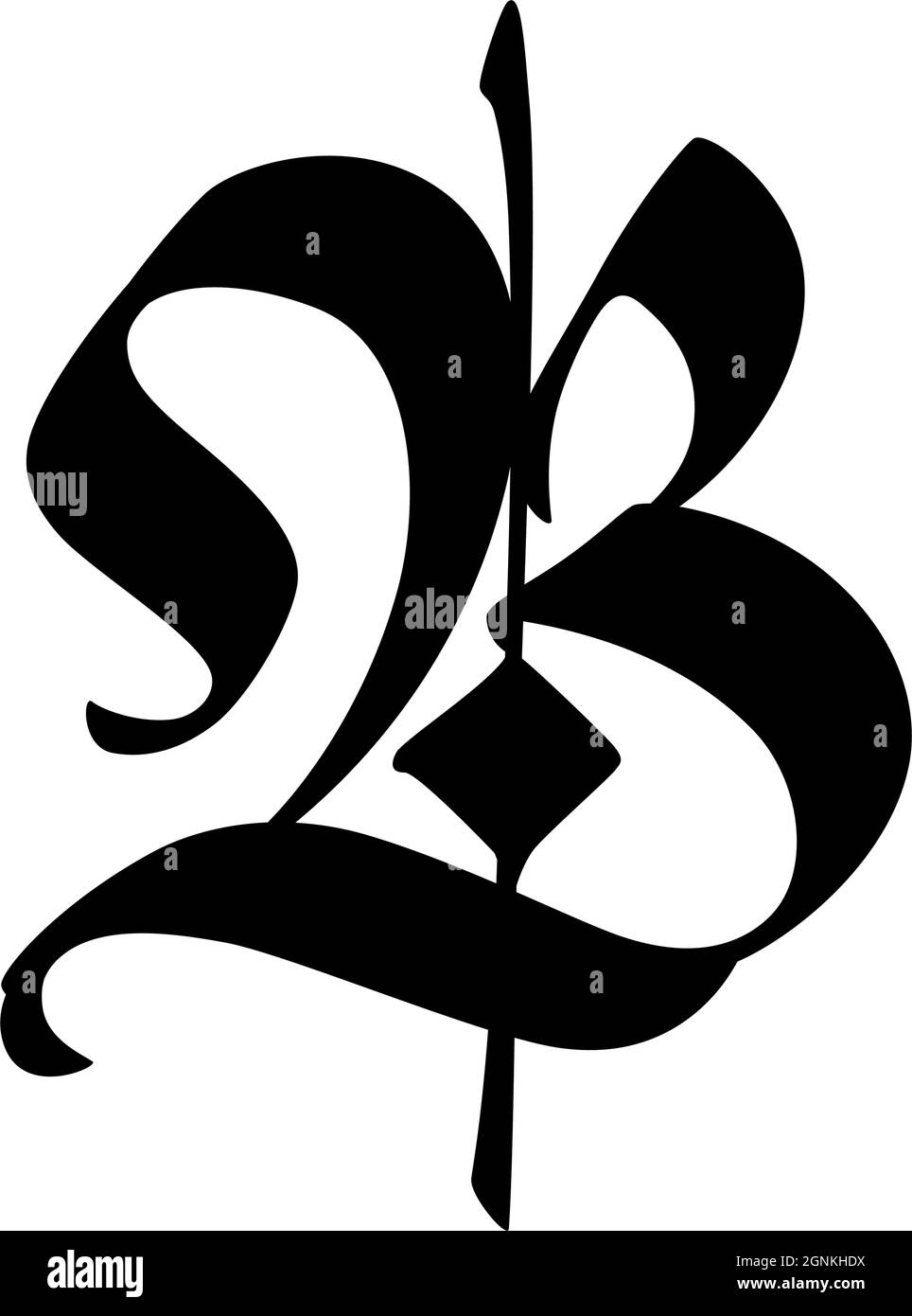Letter B in the Gothic style. Vector. Alphabet. The symbol is isolated ...