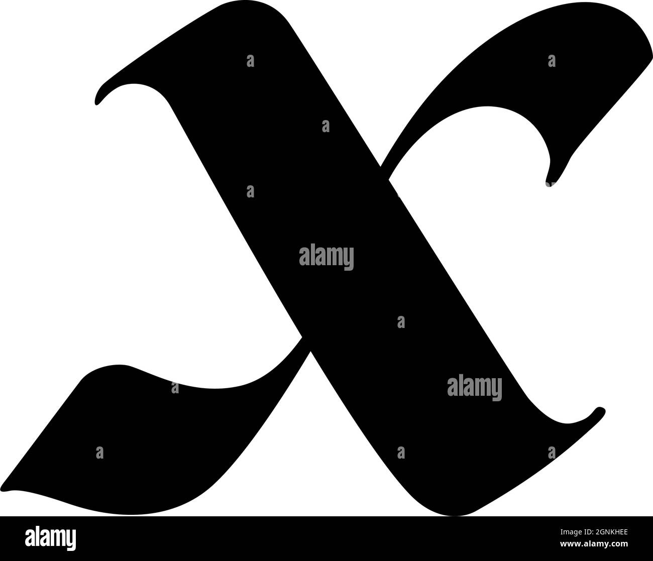 Letter X in the Gothic style. Vector. Alphabet. The symbol is isolated ...