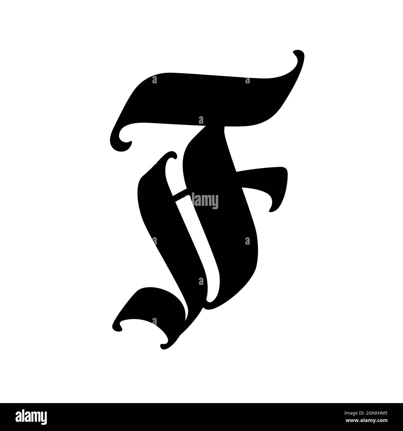 Letter F in the Gothic style. Vector. Alphabet. The symbol is isolated ...
