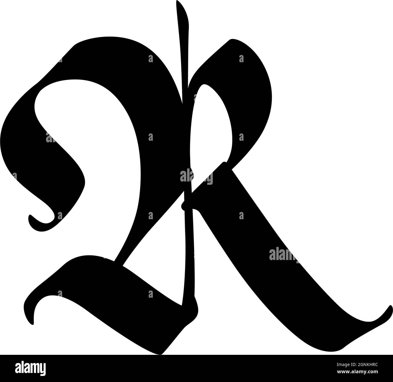 Letter R in the Gothic style. Vector. Alphabet. The symbol is isolated ...