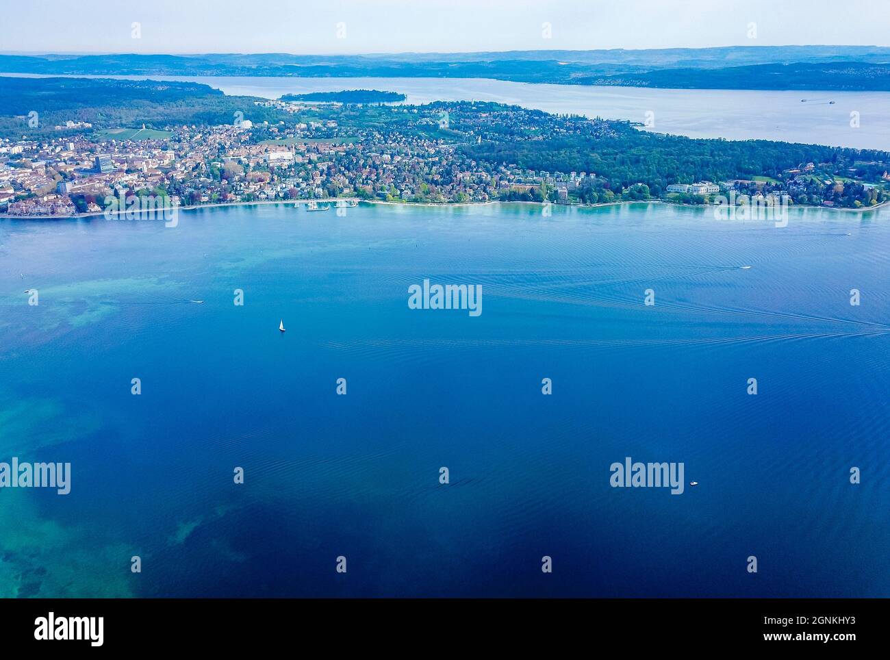 Lake Constance Bodensee landscape panorama from the Seeburgpark in ...