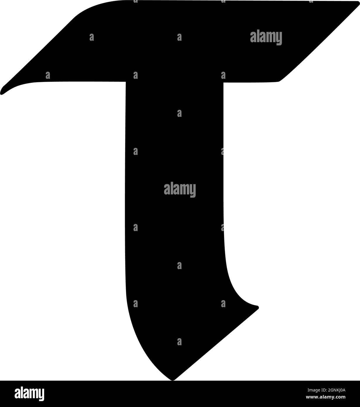 Letter T in the Gothic style. Vector. Alphabet. The symbol is isolated ...