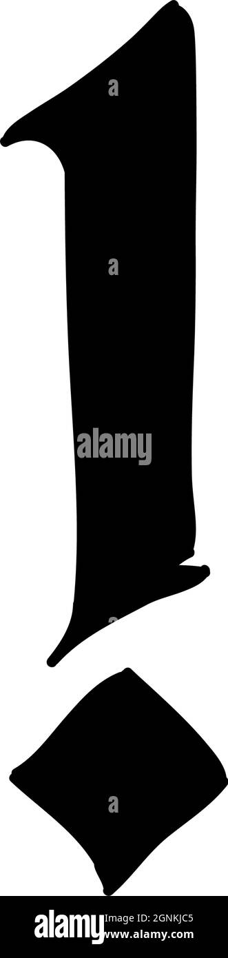 Gothic style exclamation mark. Vector. Alphabet. Punctuation mark ...