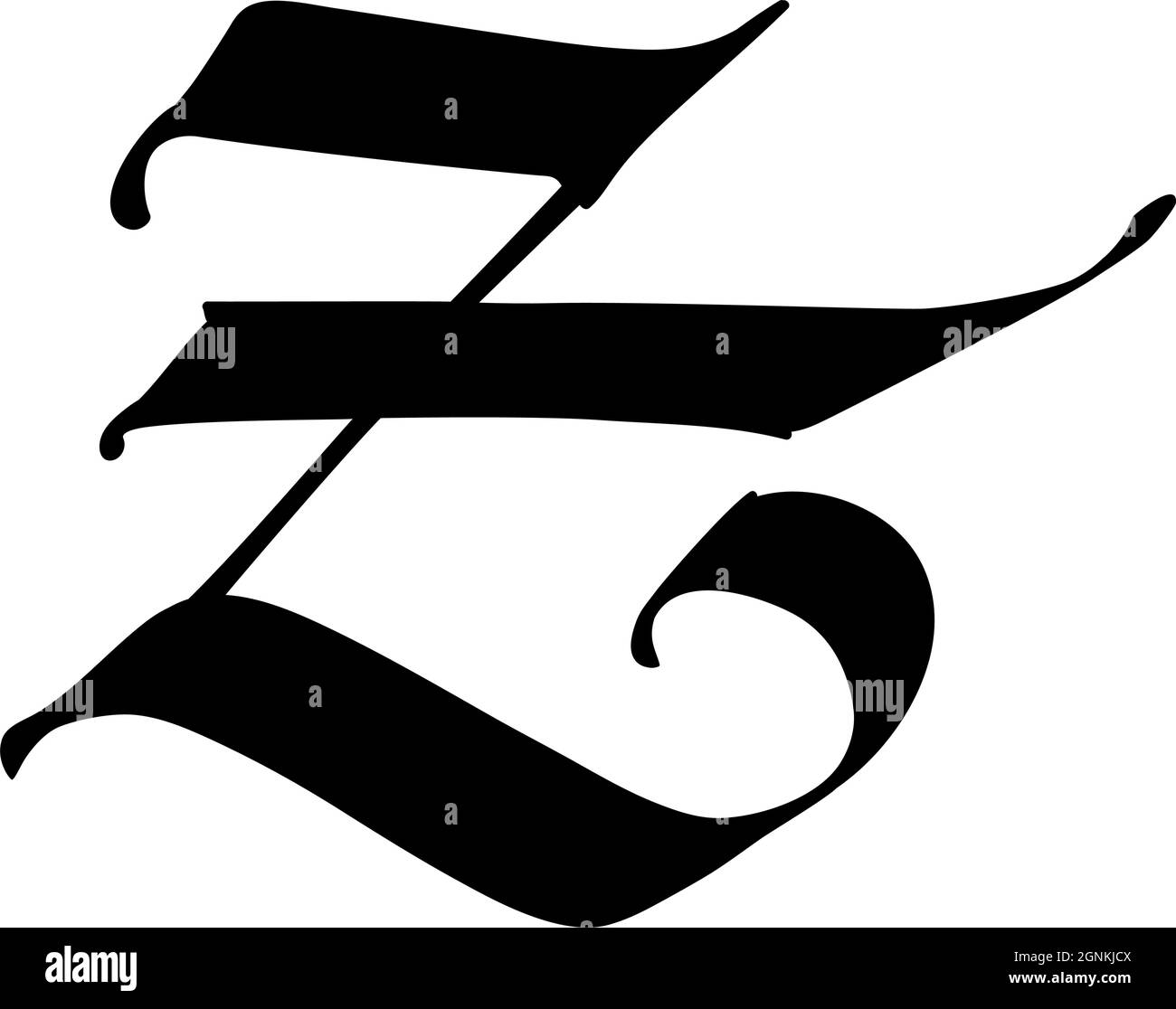 Letter Z in the Gothic style. Vector. Alphabet. The symbol is isolated ...