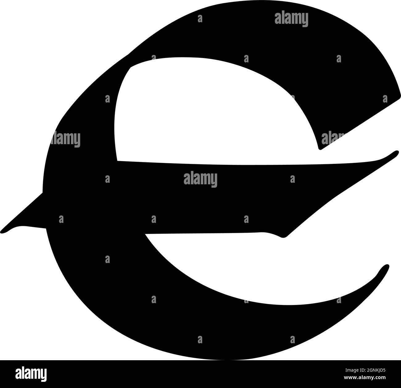Letter E in the Gothic style. Vector. Alphabet. The symbol is isolated ...