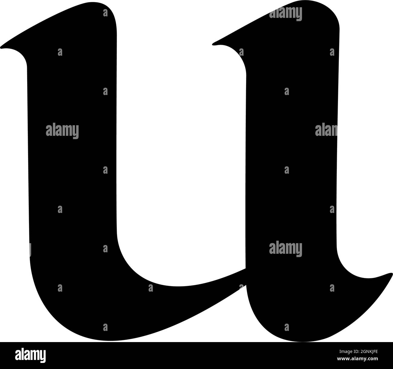 Letter U in the Gothic style. Vector. Alphabet. The symbol is isolated ...