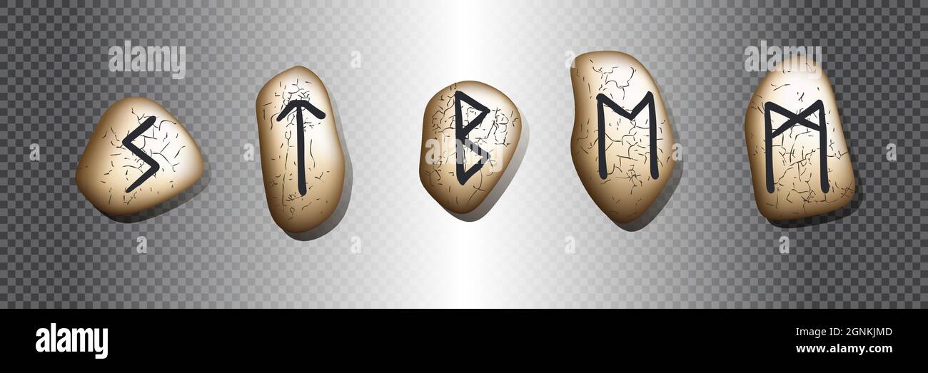 Set of five rune symbols. Runic alphabet, Futhark. Ancient norse occult ...