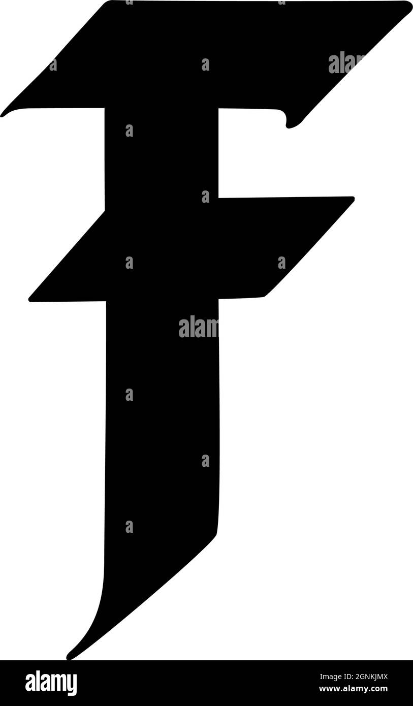 Letter F in the Gothic style. Vector. Alphabet. The symbol is isolated ...