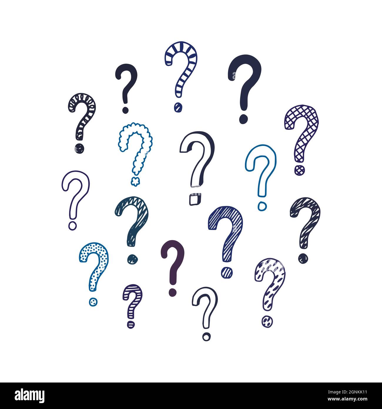 Set of hand drawn question marks. Vector illustration Stock Vector ...