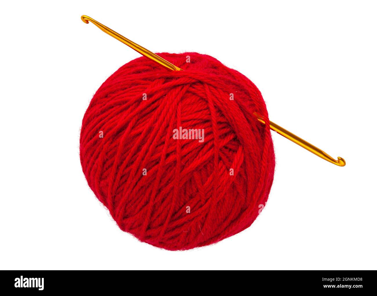 A ball of thread for knitting. Isolate on a white background. Red ...