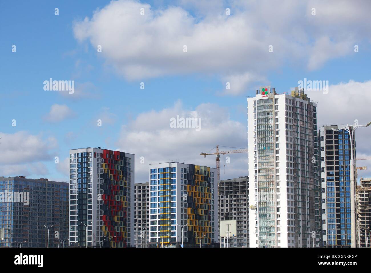 Construction of modern multi-storey buildings. Construction of a new ...